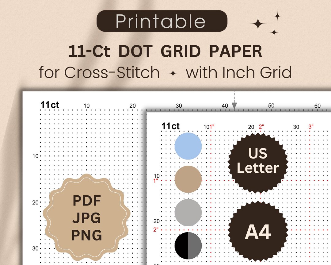11-count Dot Grid Paper With Inch Grid (PDF, JPG, PNG) - Etsy