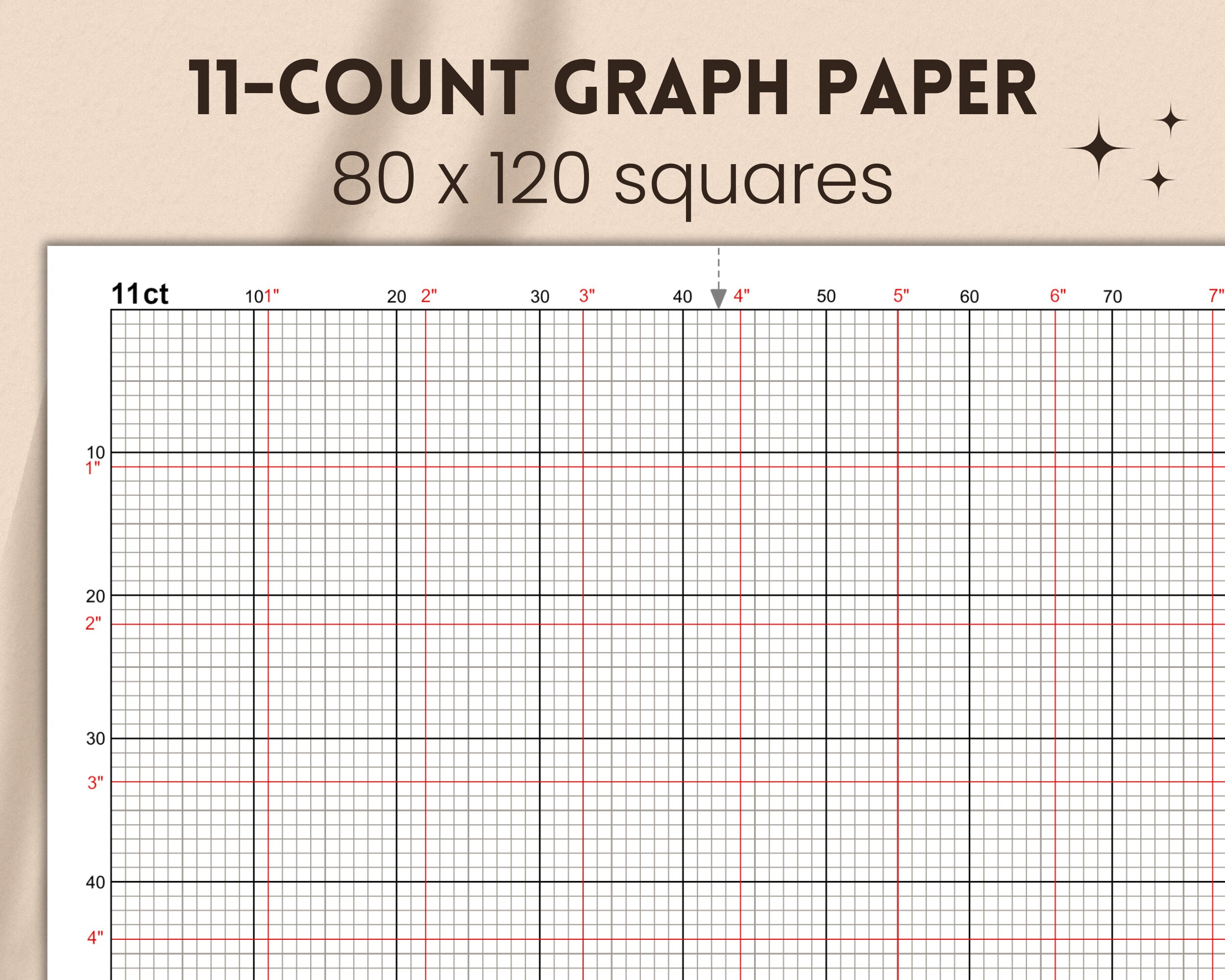 11 14 16 18 20 22-count Graph Paper for Cross-stitch With Inch Grid, A4 ...