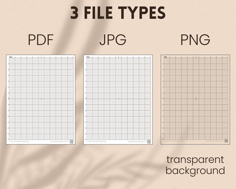 14-count Graph Paper With Inch Grid (PDF, JPG, PNG) - Etsy
