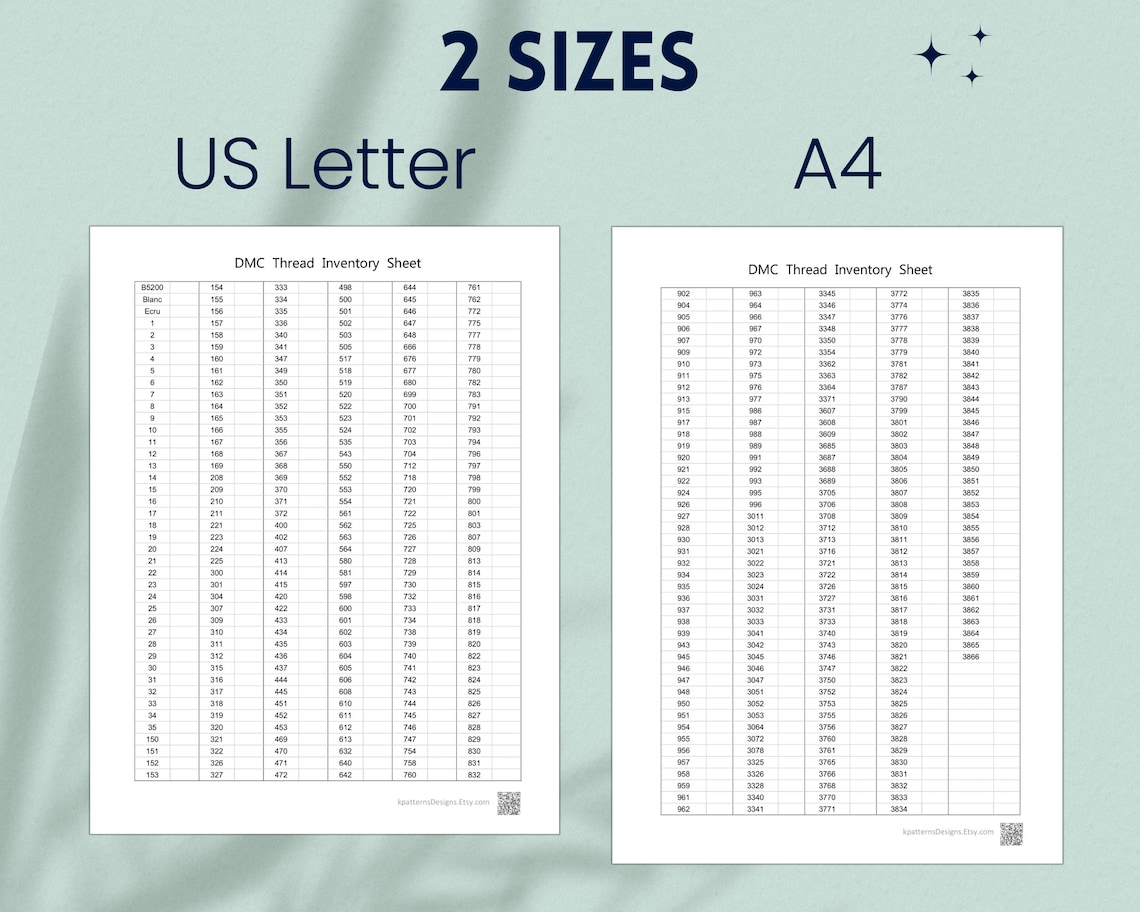 Minimalistic DMC Thread Inventory Sheet: Printable Floss Tracker ...