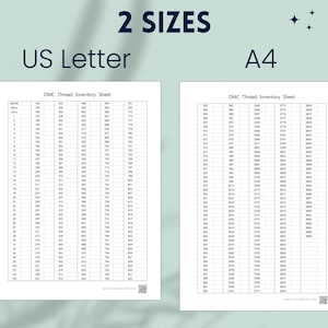 Minimalistic DMC Thread Inventory Sheet: Printable Floss Tracker ...