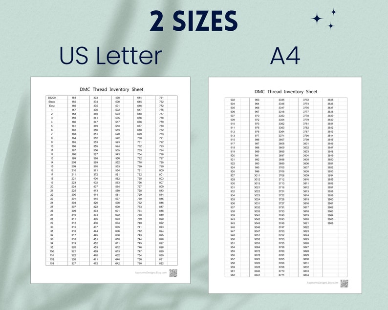 Minimalistic DMC Thread Inventory Sheet PDF, Printable Cross-stitch ...