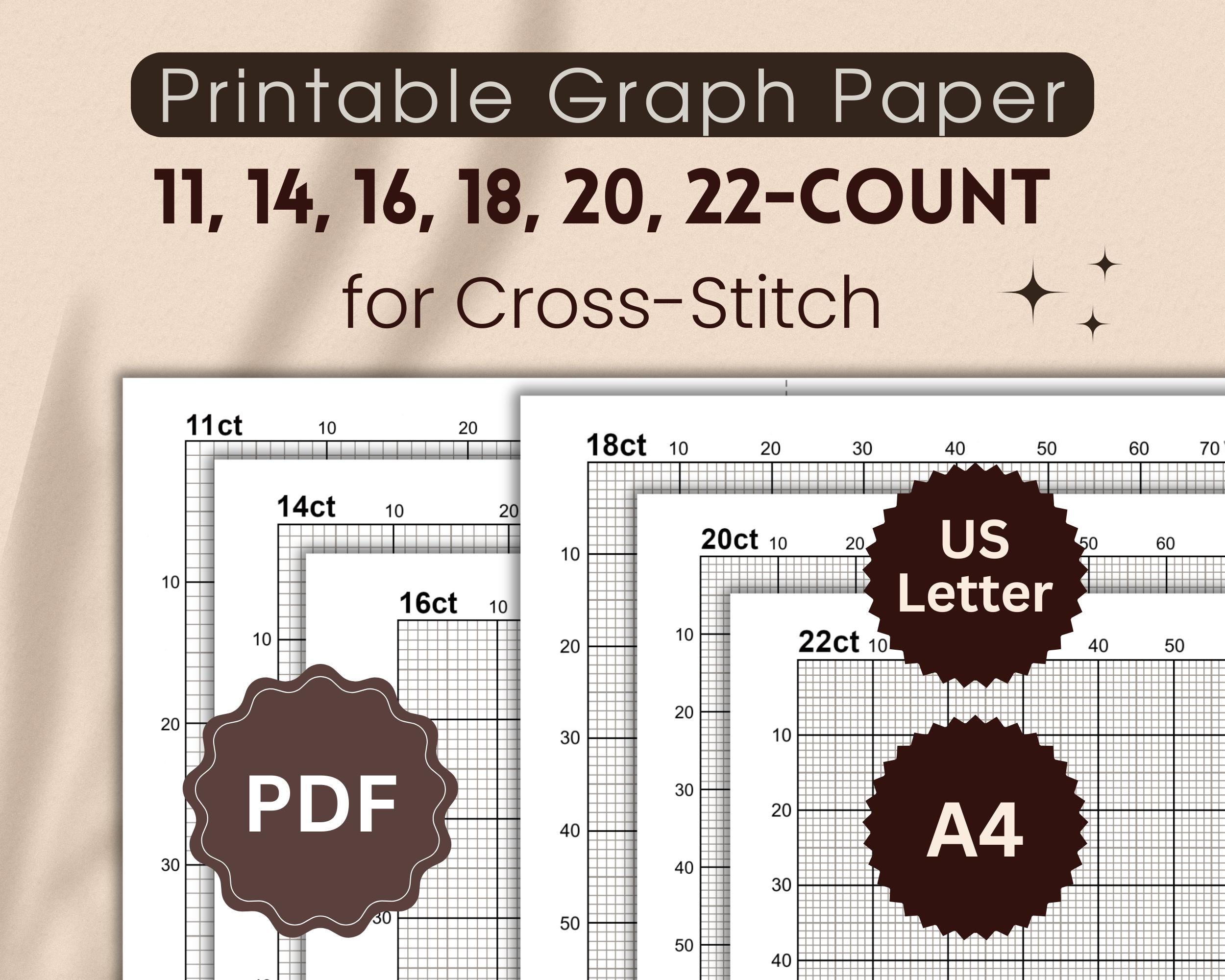 11 14 16 18 20 22-count Graph Paper Bundle for Cross-stitch PDF ...