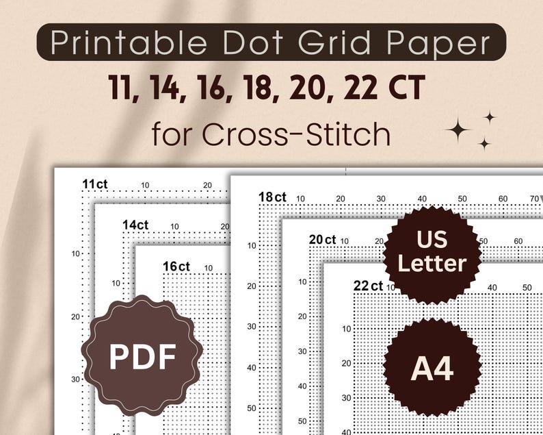11 14 16 18 20 22-count Dot Grid Paper Bundle for Cross-stitch ...