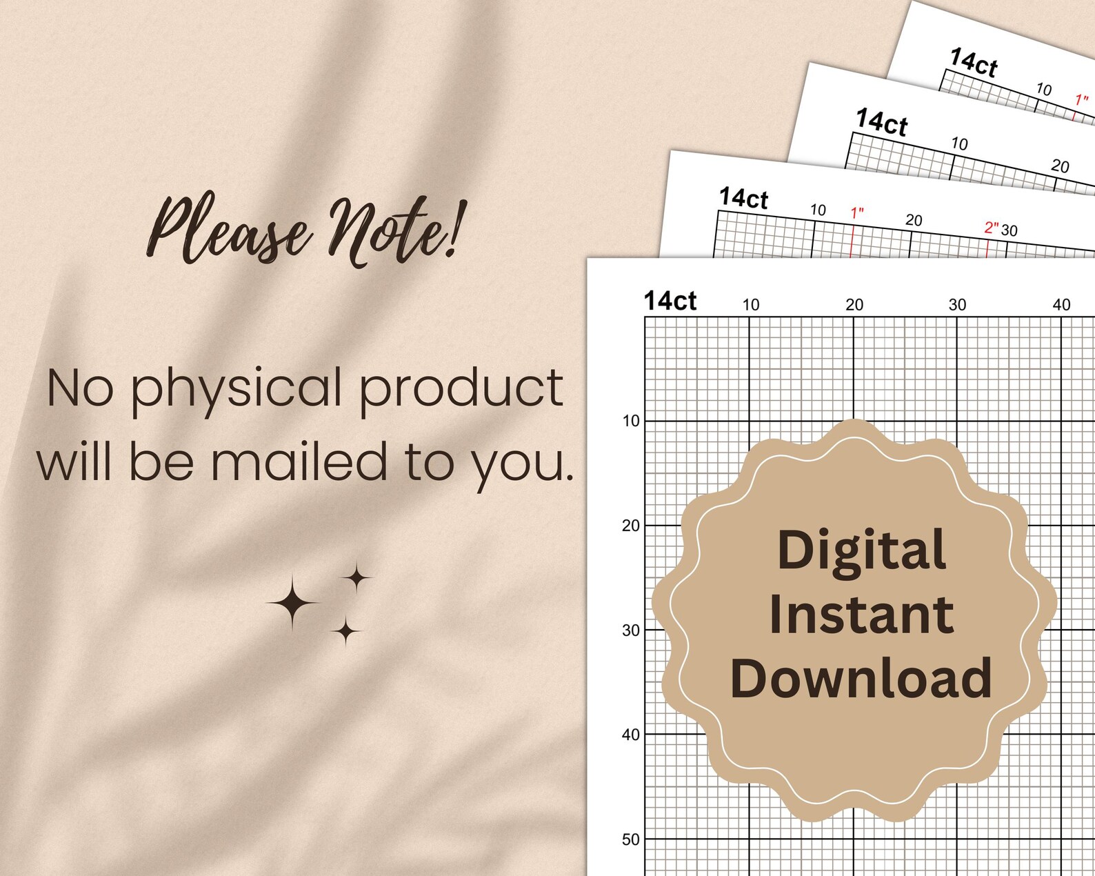 14-count Graph Paper With Inch Grid (PDF, JPG, PNG) - Etsy