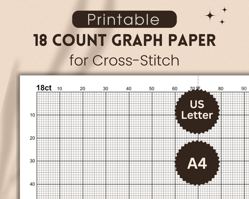 18-count Graph Paper for Cross-stitch, Printable Cross-stitch Grid for ...