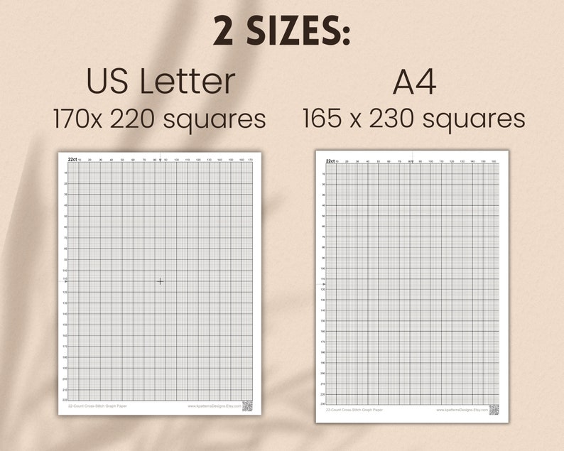 22-count Graph Paper for Cross-stitch, Printable Cross-stitch Grid for ...