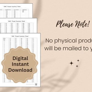 Minimalistic DMC Thread Inventory Sheet PDF, Printable Cross-stitch ...