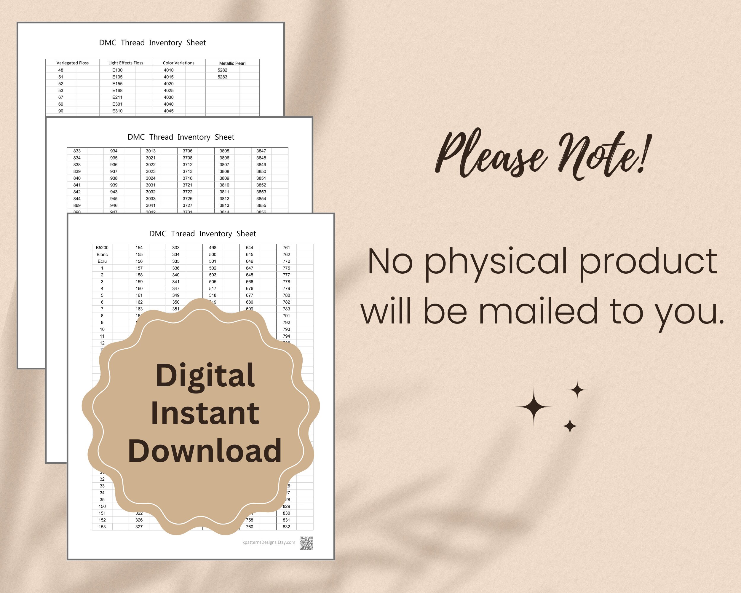 Minimalistic DMC Thread Inventory Sheet PDF, Printable Cross-stitch ...