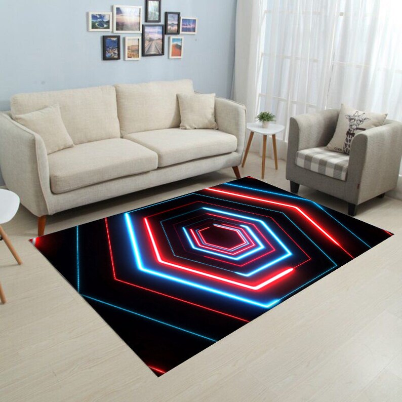Neon Lights Rug, Colorful Lights Neon Rug, Floor Rug, E Sport Rug ...