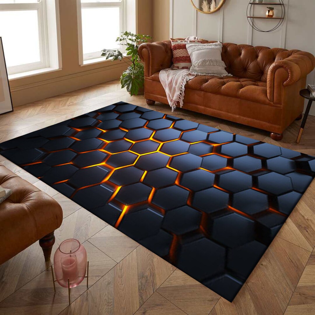 Black-yellow Neon Rug, Neon Rug, Game Rug, Gaming Room Rug, Gamer Rug ...