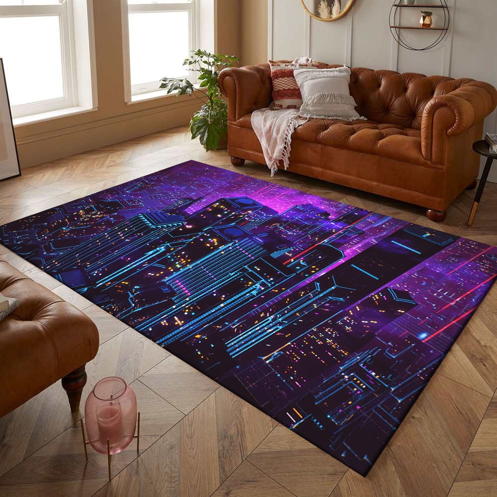 City Rug, Neon Rug, Game Rug, Gaming Room Rug, Gamer Rug, Colorful Rug ...