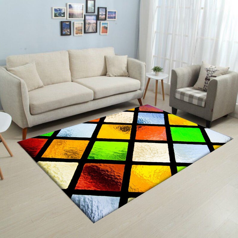 Stained Glass Pattern Rug, Stained Glass Rug, Tinted Glass, Colour ...