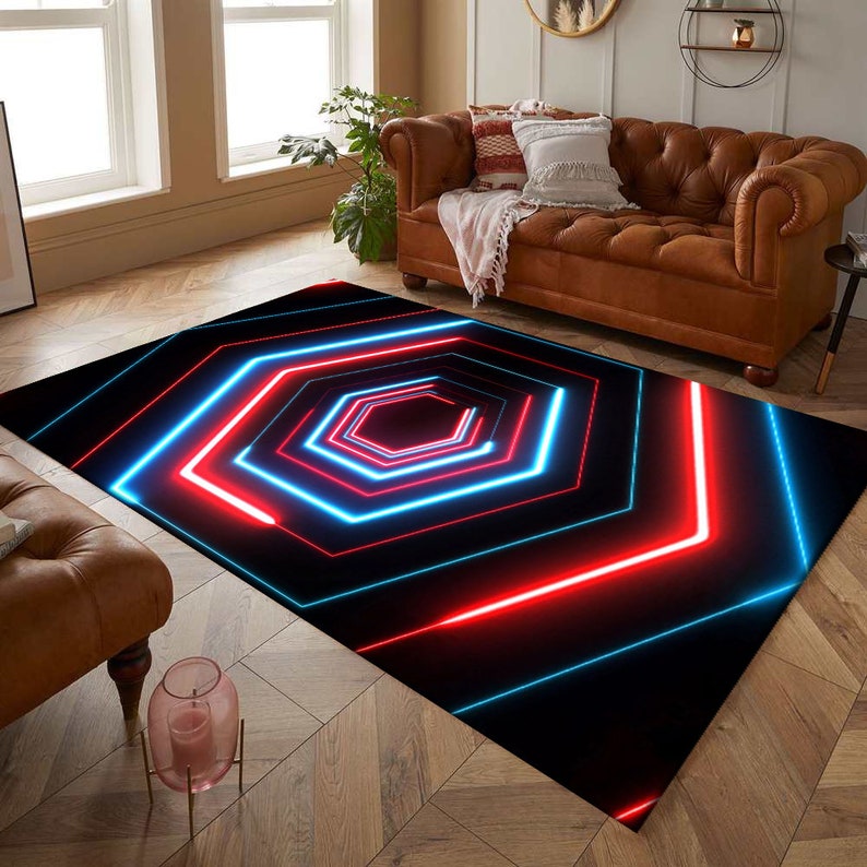 Neon Lights Rug Colorful Lights Neon Rug Floor Rug E Sport - Etsy