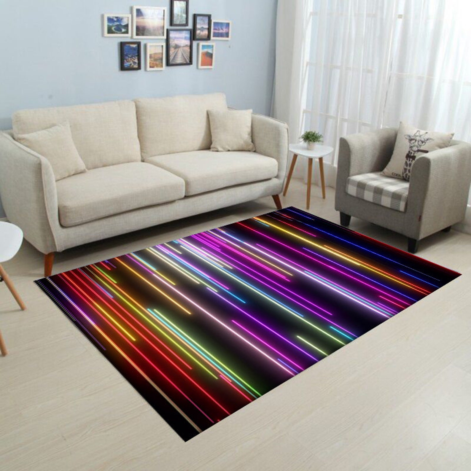 Neon Rug Colorful Neon Lights Rug Neon Lights Rugs Gaming - Etsy