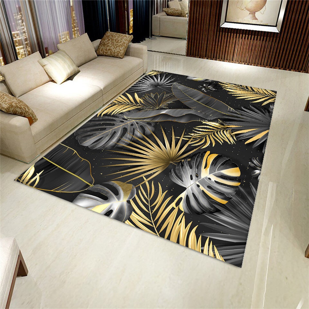 Gold Monstera Rug, Phoenix Dactylifera Leaf, Monstera Deliciosa Rug ...