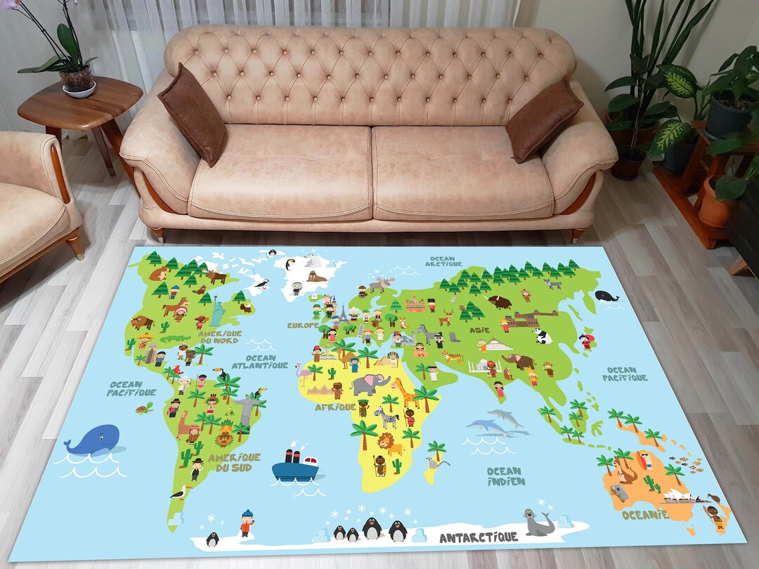 Maps Rug, Map Rug, Animal Map Rug, Decor Rug, Cool Rug, for Living Room ...