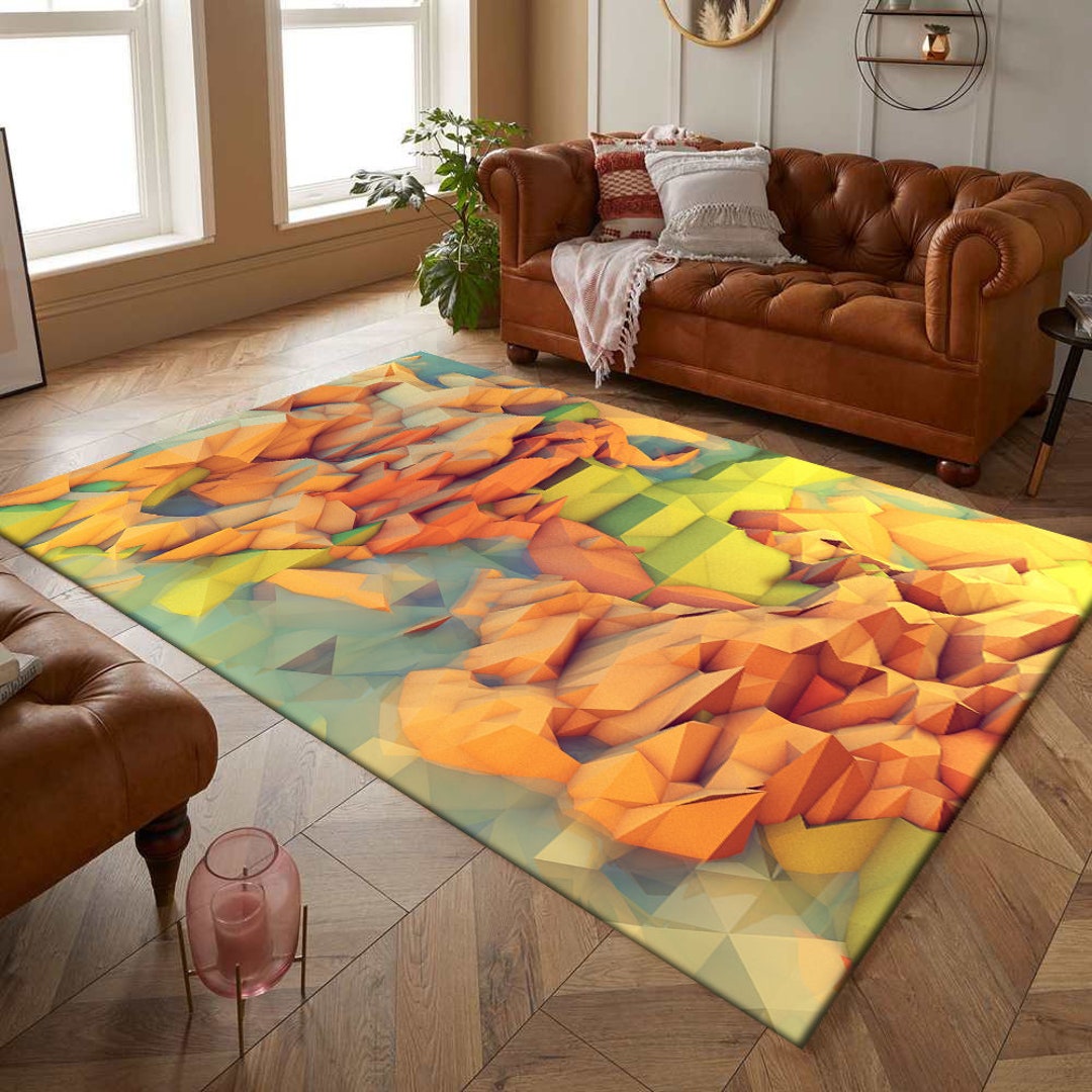 Three Dimensional Rug, 3D Rug, Mountain Rug, Orange Rug, Yellow Rug ...