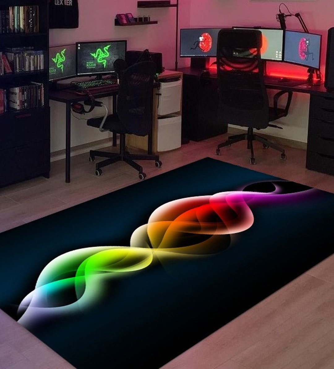 Lights Wave Rug, Lights Wave Neon Rug, Gamer Rug, Colored Neon Rug ...