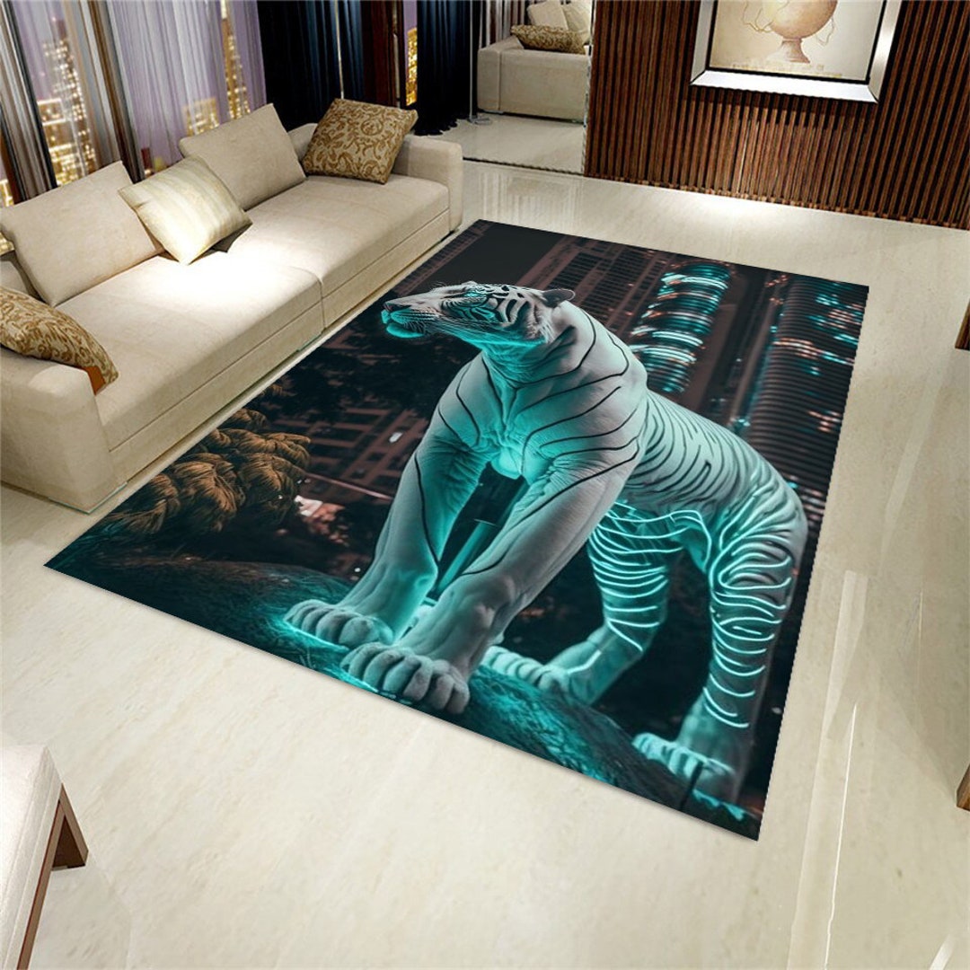 Tiger Rug, Blue Tiger Rug, City Rug, Neon Rug, Blue Neon Rug, Kids Room ...