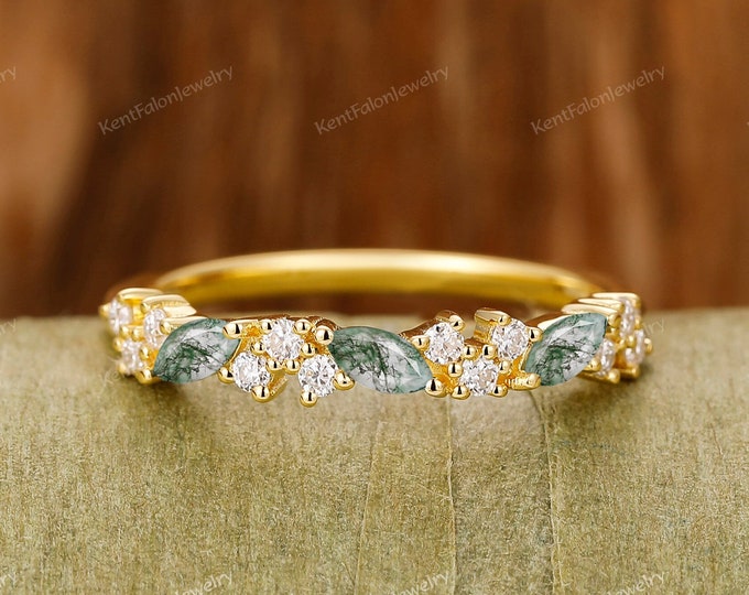 Solid Yellow Gold Nature Inspired Leaf Ring Handmade Ring Nature Moss ...