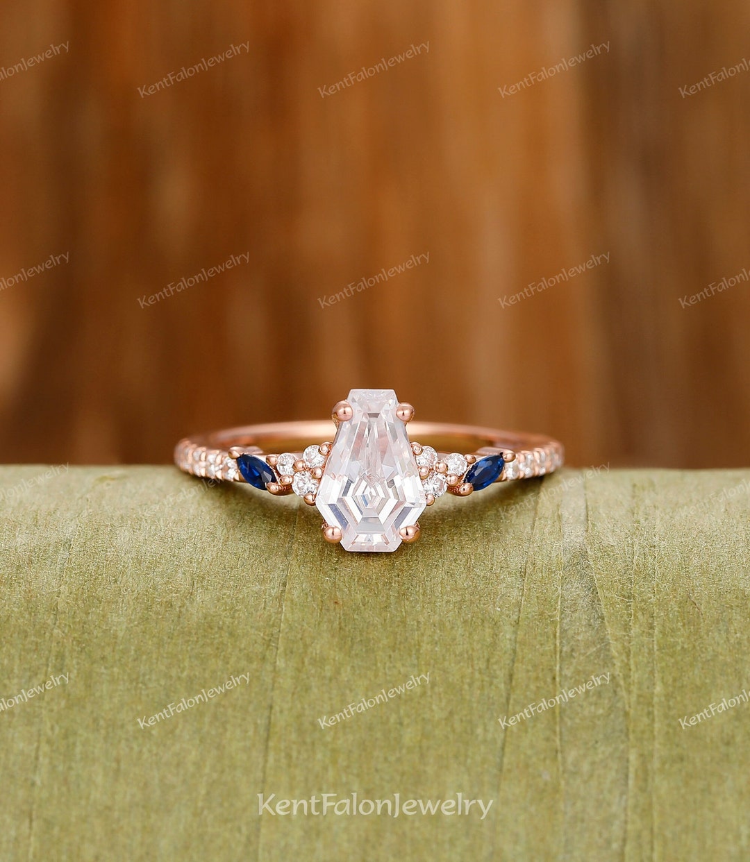 Coffin Cut Diamond Engagement Ring Bridal Ring Promise Ring Sterling Silver 6x9mm Coffin Shaped ...