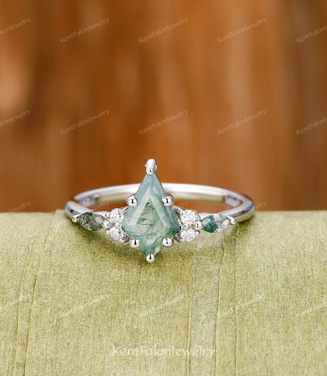 Skye Kite Green Moss Agate Ring Unique Handmade Natural Agate ...