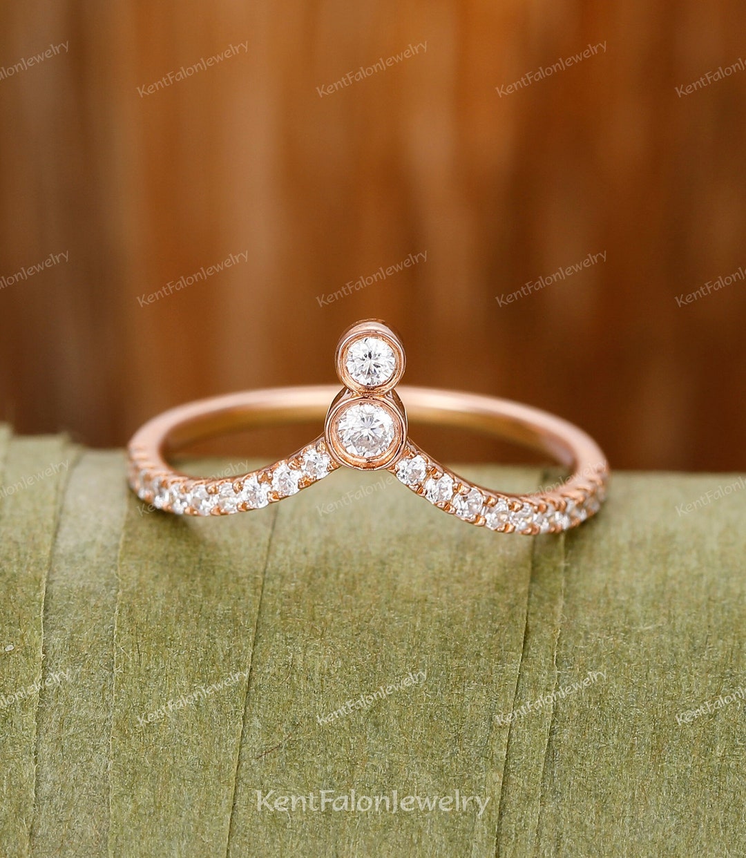 Deep Curved Wedding Ring, Unique Nesting Stack Ring 14k Ring Guard for ...