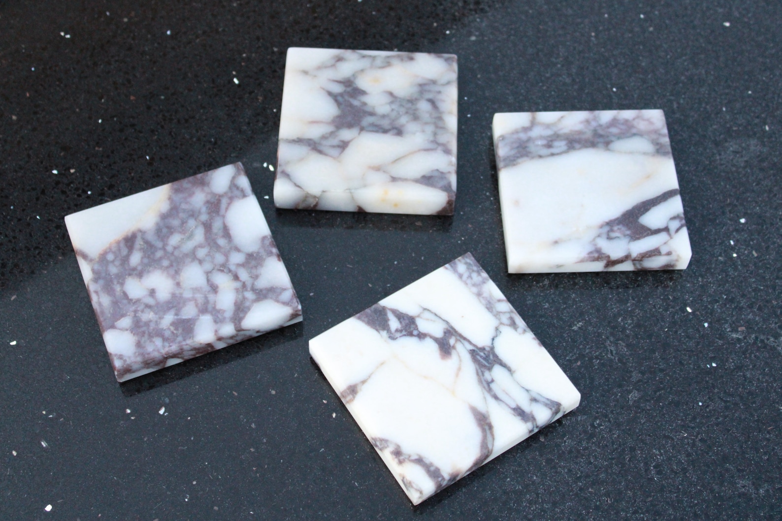Calacatta Viola Marble Coasters-real Marble -set of 4 Pieces - Etsy