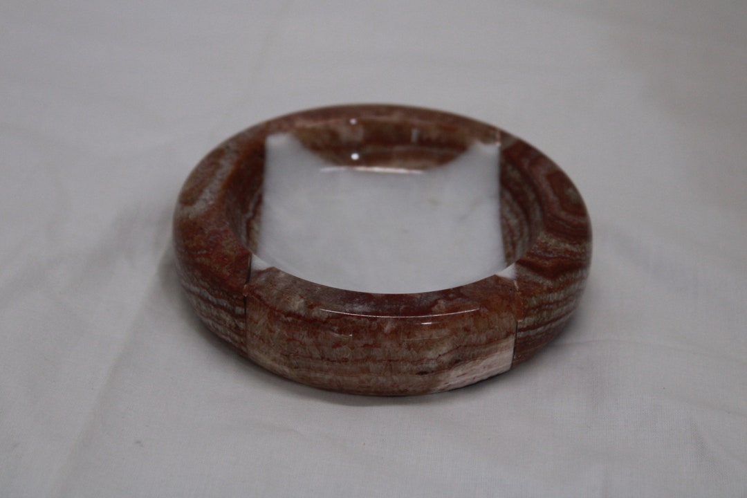 Red Onyx and White Marble Two Color Marble Ashtray Special Design ...