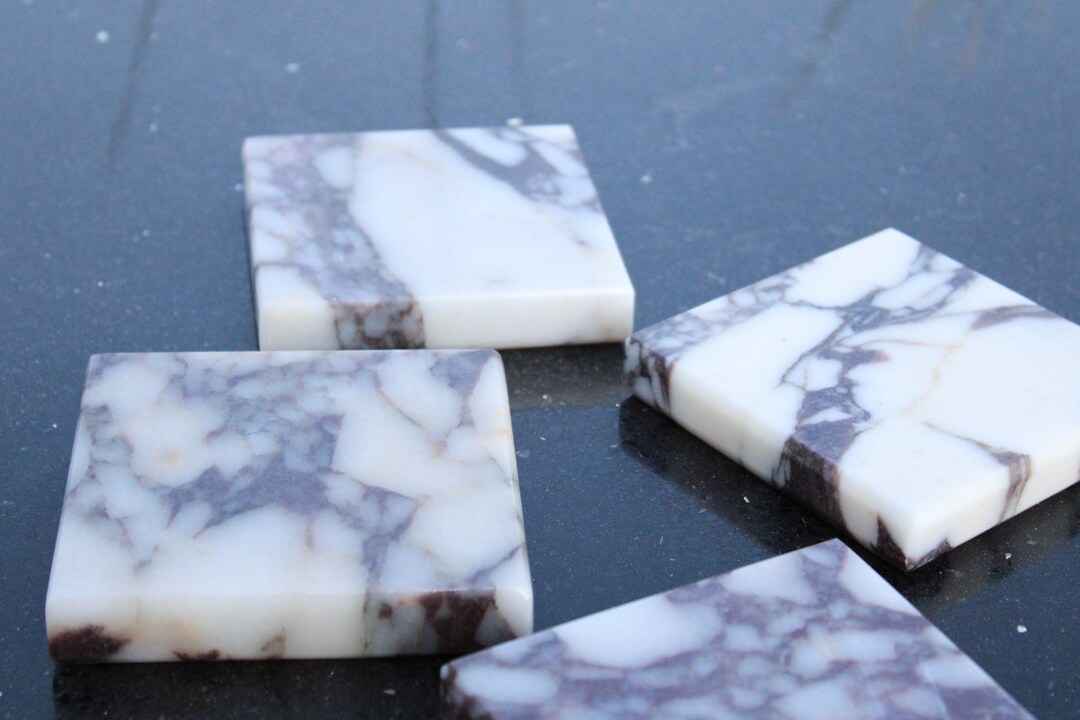 Calacatta Viola Marble Coasters Real Marble Set of 4 Pieces - Etsy