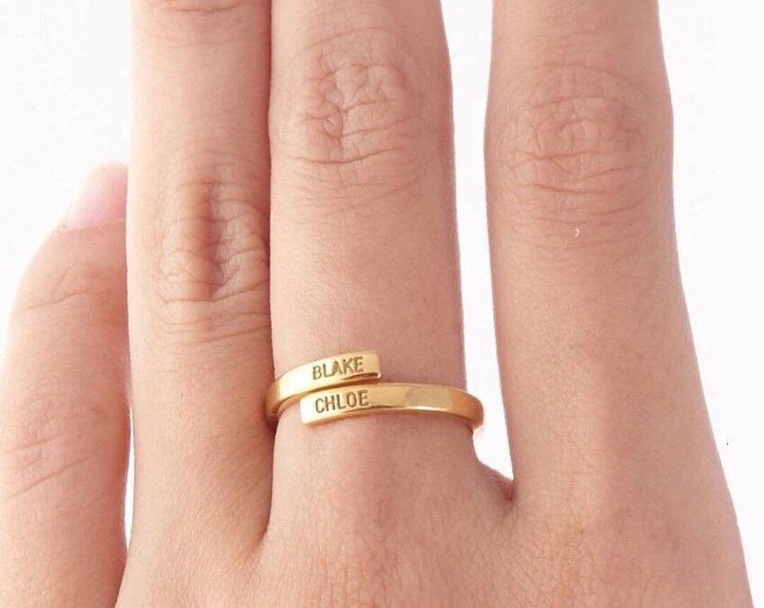 Double Name Ring, Two Name Engraved Ring, Personalize Gift for Mom ...