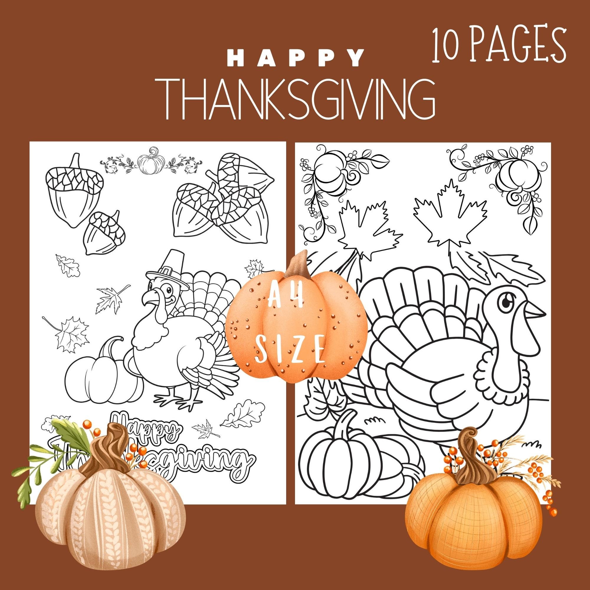 Printable Thanksgiving 10 Coloring Pages / Turkey Day Fun / 10 - Etsy