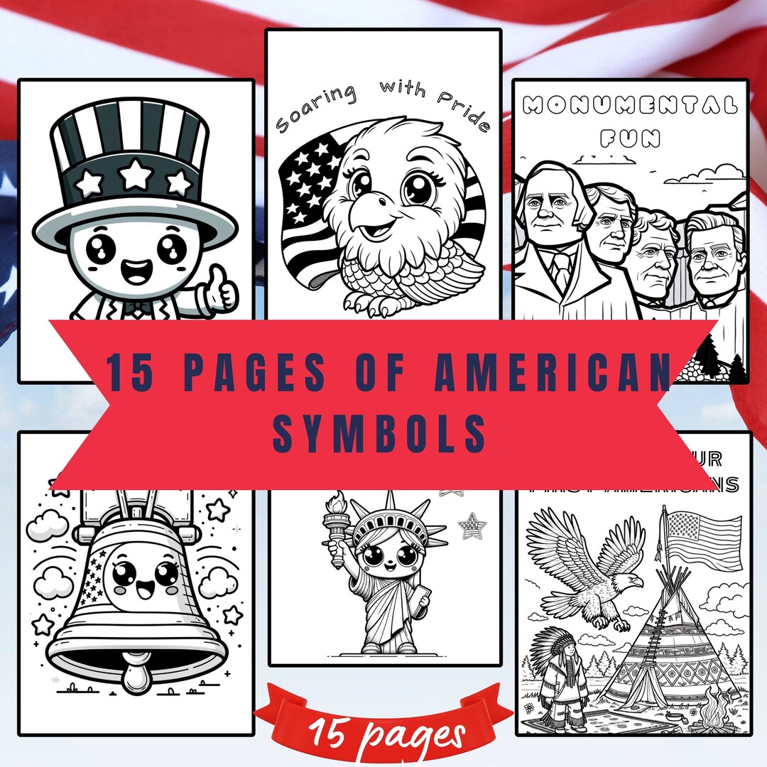 American Patriotic Coloring Book Adventure Featuring 15 Captivating ...