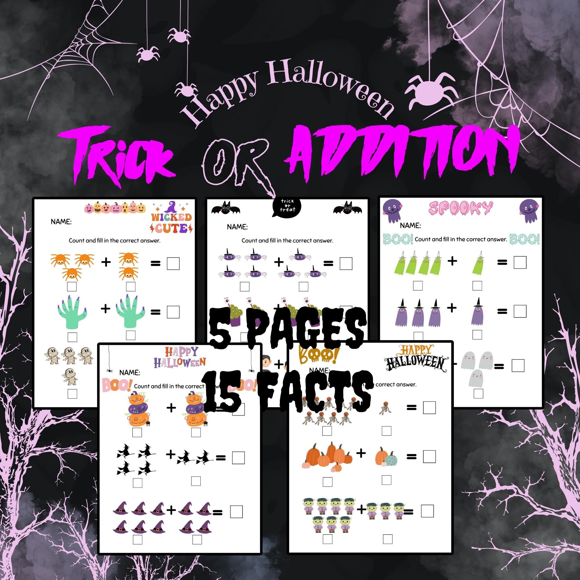 Spooky Math Fun Halloween Addition Worksheets/ Montessori-approved 1st ...