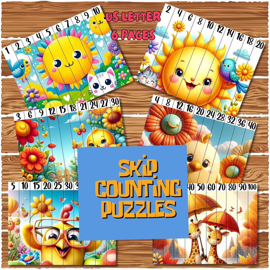 Skip Counting Puzzle Set for Kids, Colorful Number Sequencing Game ...