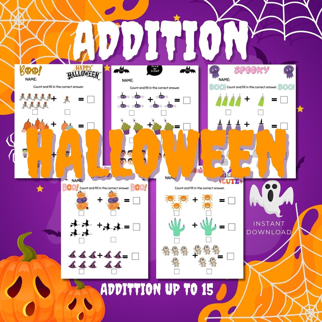 Spooky Math Fun Halloween Addition Worksheets/ Montessori-approved 1st ...