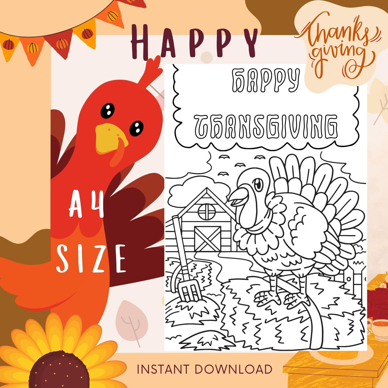 Printable Thanksgiving 10 Coloring Pages / Turkey Day Fun / 10 - Etsy