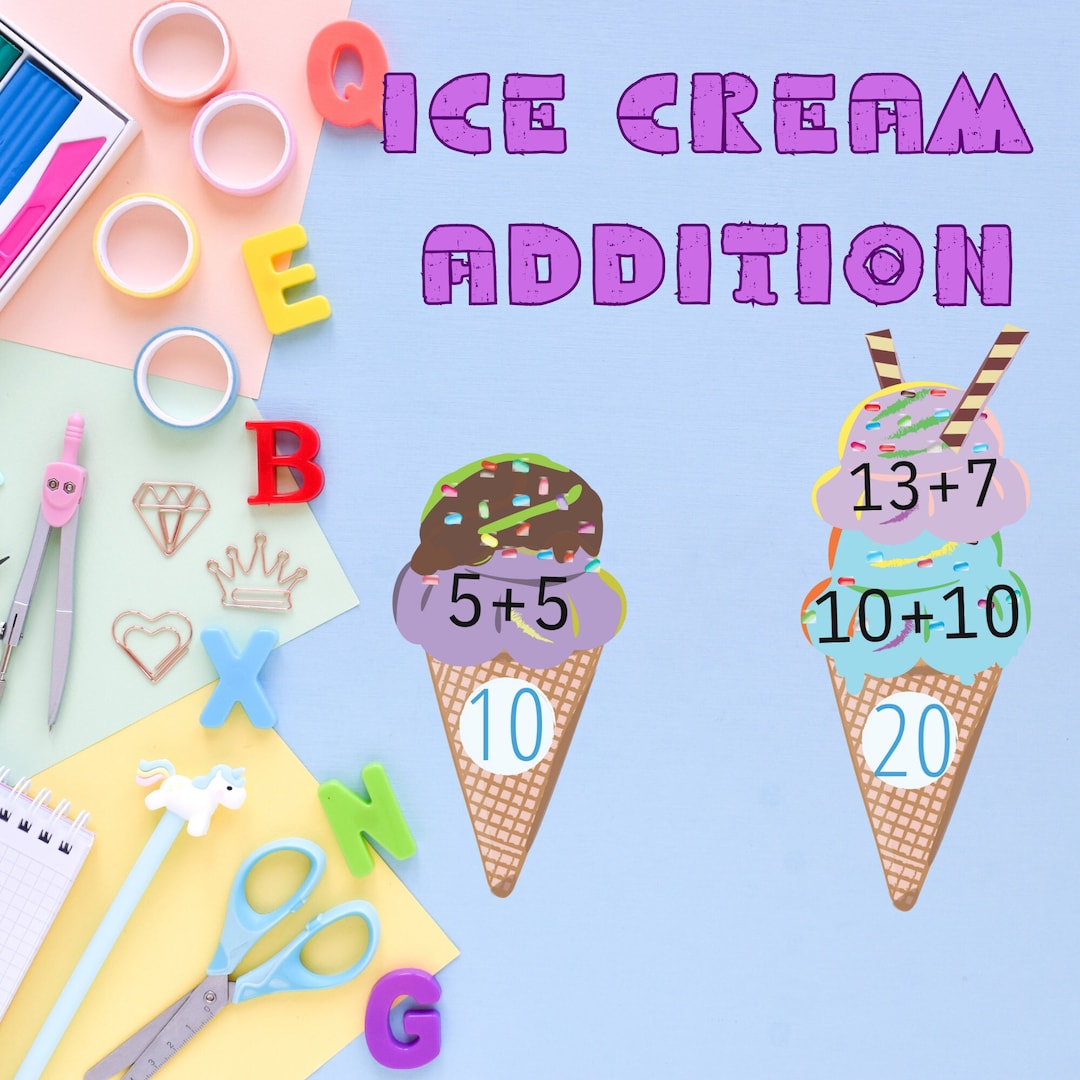 Ice Cream Addition Game - Fun Math Activity Set for Kids With Printable ...