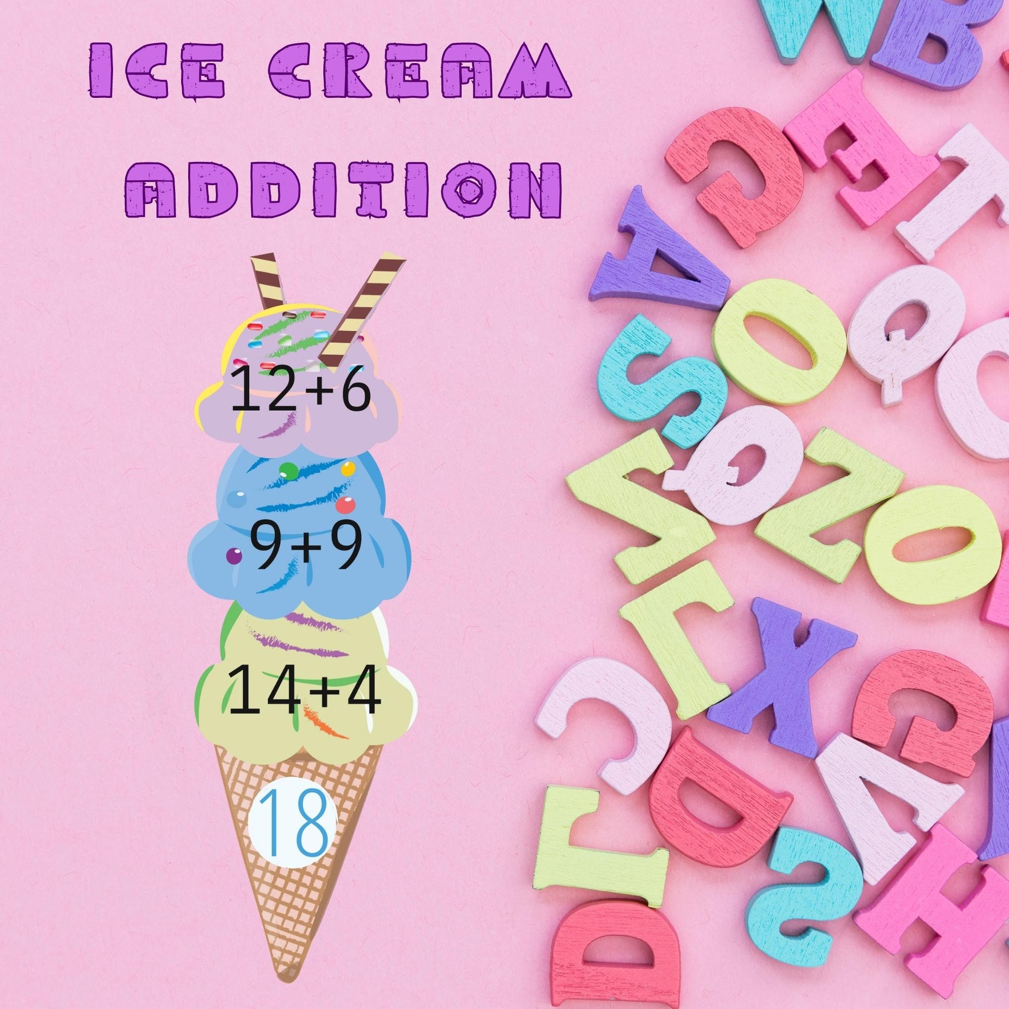 Ice Cream Addition Game - Fun Math Activity Set for Kids With Printable ...