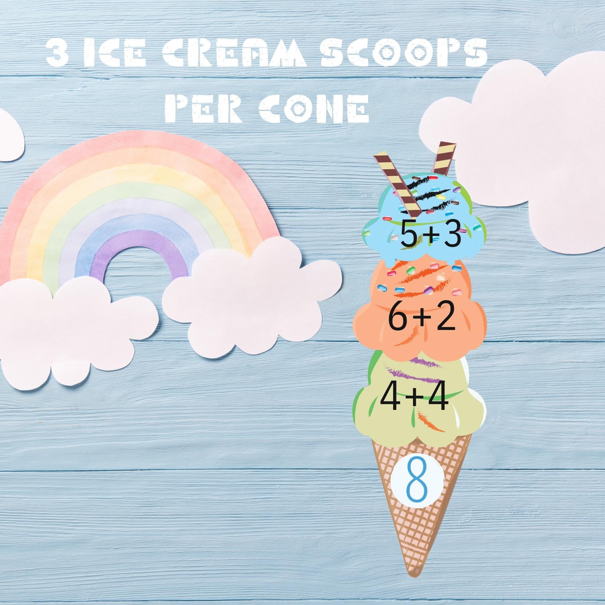 Ice Cream Addition Game - Fun Math Activity Set for Kids With Printable ...