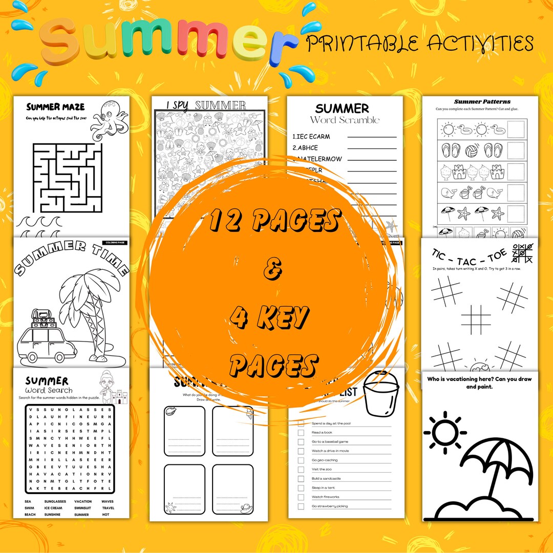 Summer Activity Book/summer Printable Book/summer Printable Sheets ...