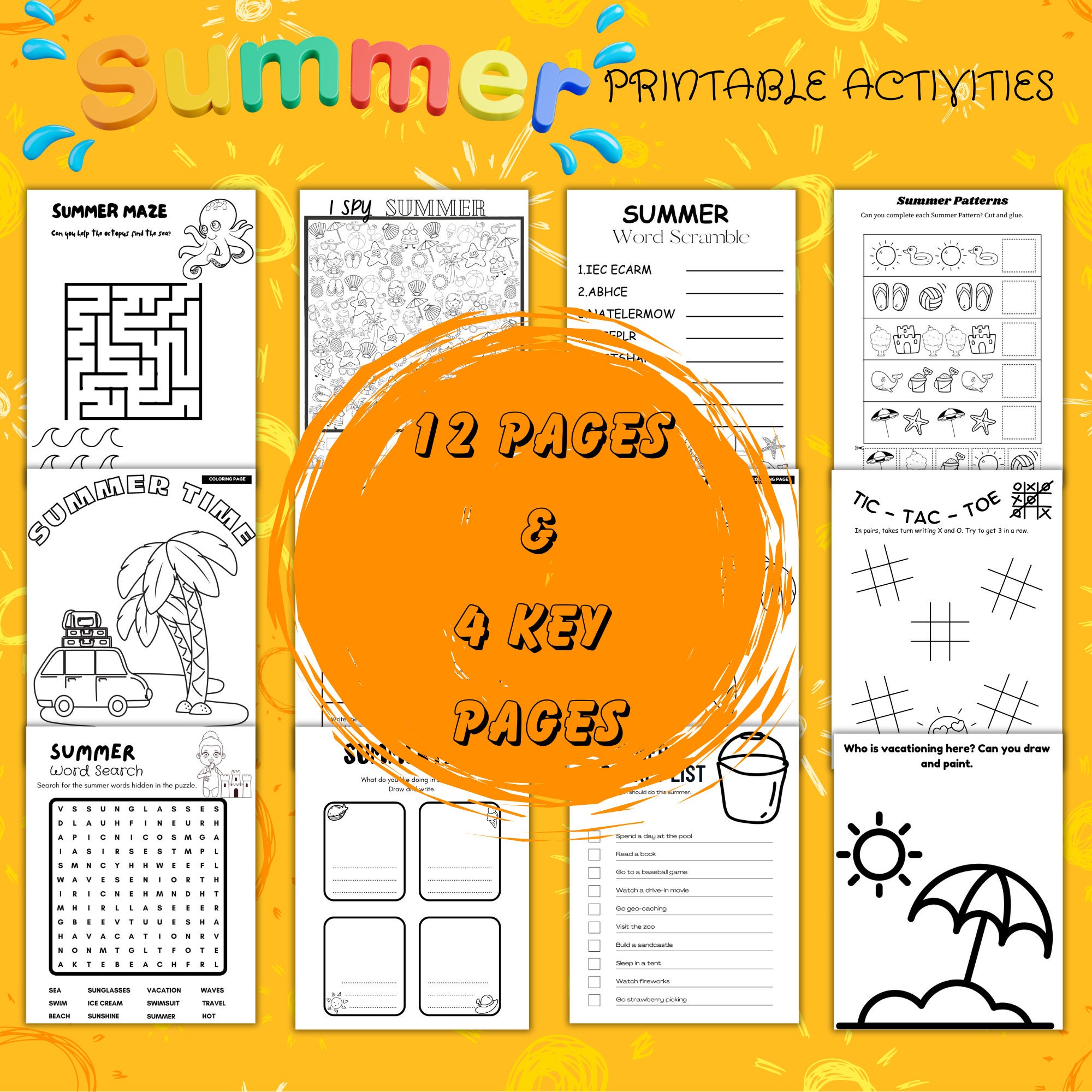 Summer Activity Book/summer Printable Book/summer Printable Sheets ...