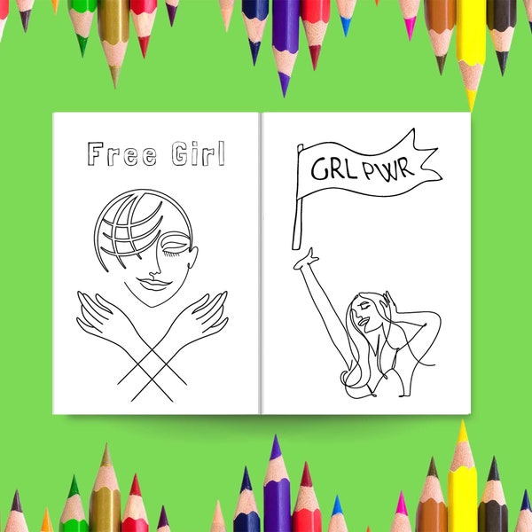 Coloring Pages Feminist - Etsy
