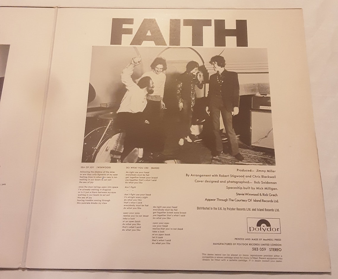 Blind Faith Self-titled Record Lp U.K. Pressing 1969 Polydor Excellent ...