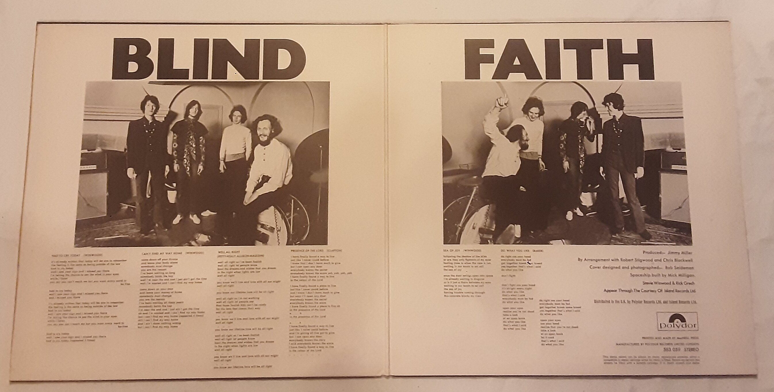 Blind Faith Self-titled Record Lp U.K. Pressing 1969 Polydor Excellent ...