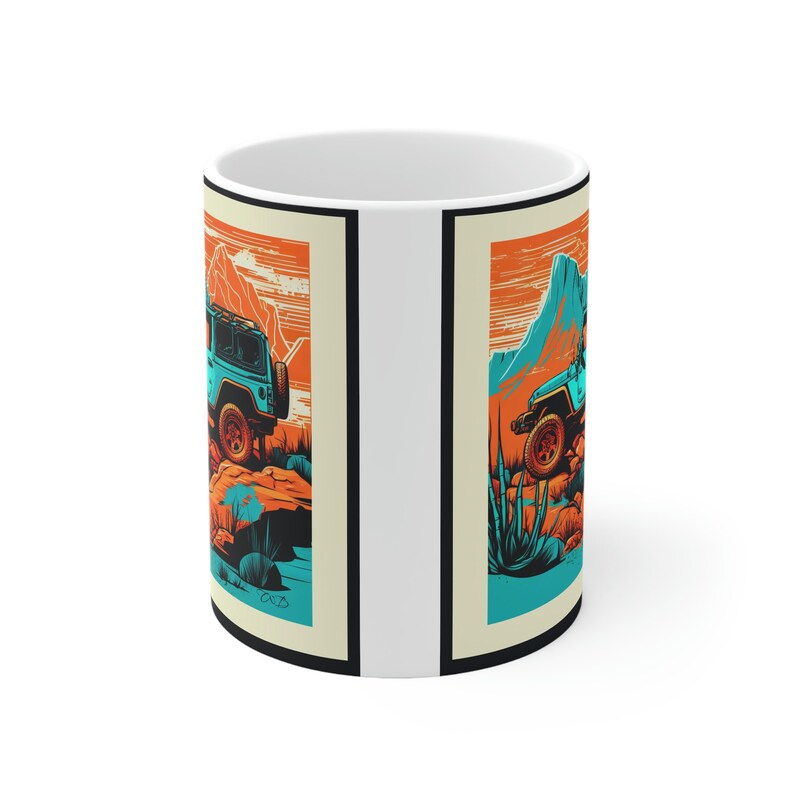 Jeep Wrangler Coffee Mug - Orange and Blue - Etsy