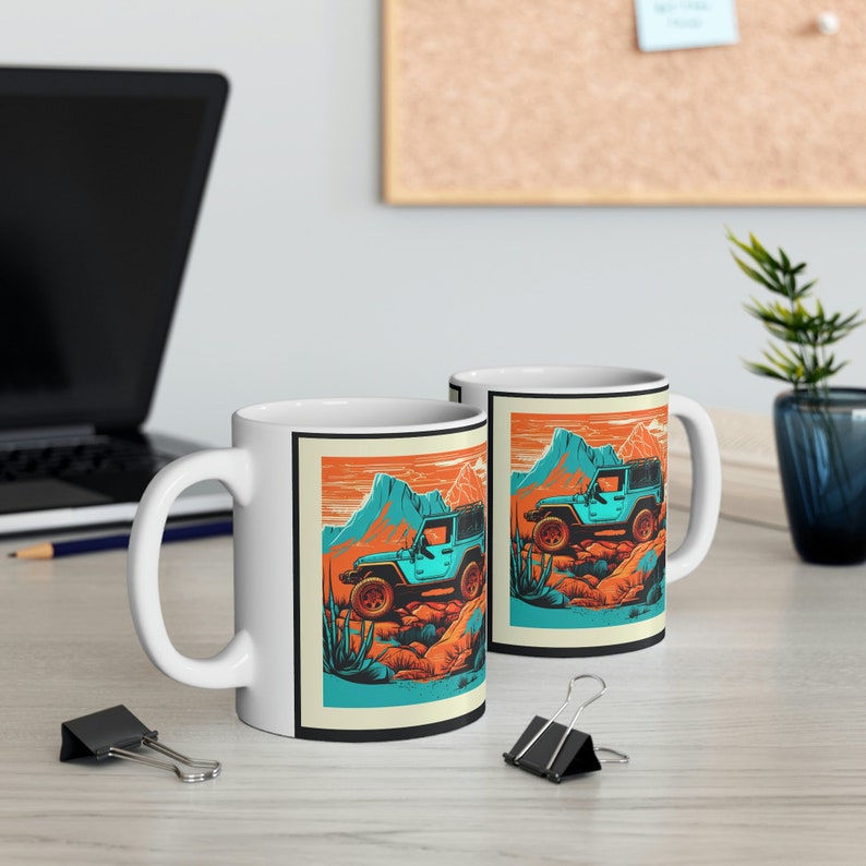 Jeep Wrangler Coffee Mug - Orange and Blue - Etsy