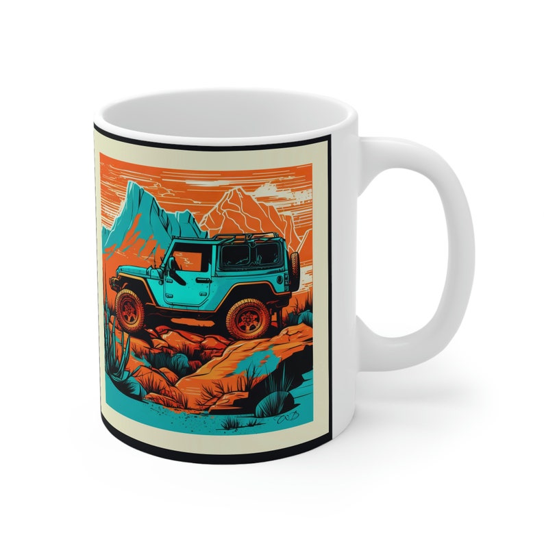 Jeep Wrangler Coffee Mug - Orange and Blue - Etsy
