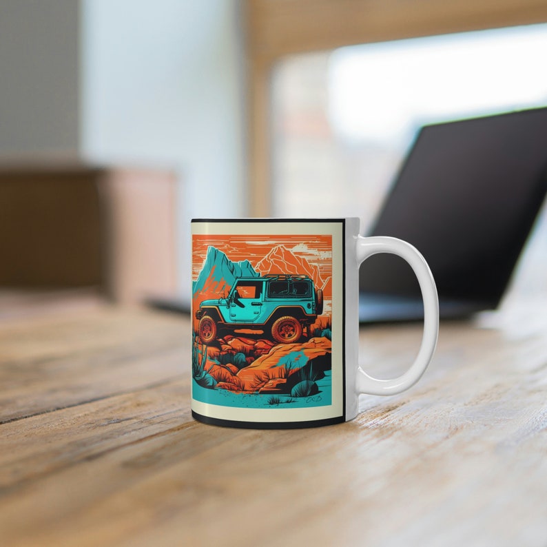 Jeep Wrangler Coffee Mug - Orange and Blue - Etsy
